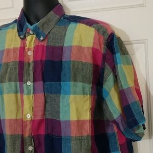 Alan Flusser | Shirts | Alan Flusser Plaid Linen Shirt | Poshmark